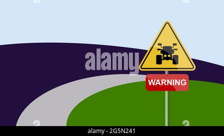 ATVs traffic sign. QUADS, 4WD, AWD, UTV Off-Road. DANGER signaling ...