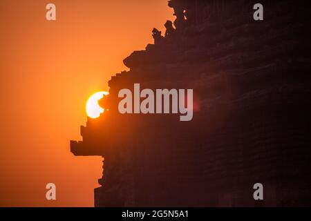 Ancient Konark Sun Temple at sunrise. Konark Sun Temple was built in ...