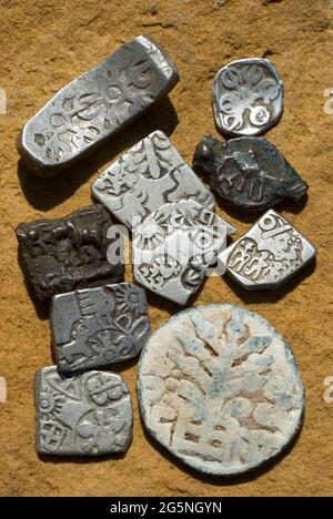 Ancient Indian Punch-Marked Coins Stock Photo - Alamy