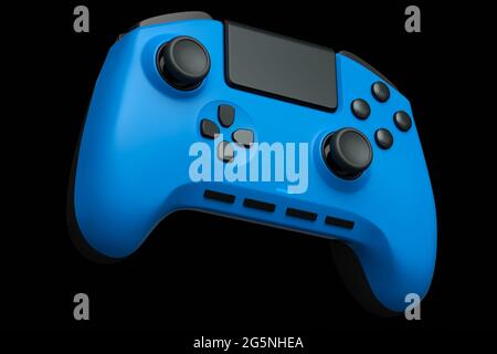 Realistic blue joystick for video game controller on black background ...