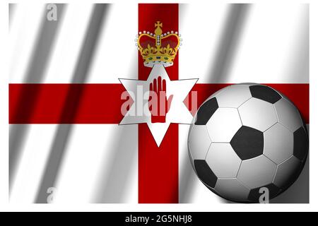 Northern Ireland. National flag with soccer ball in the foreground ...