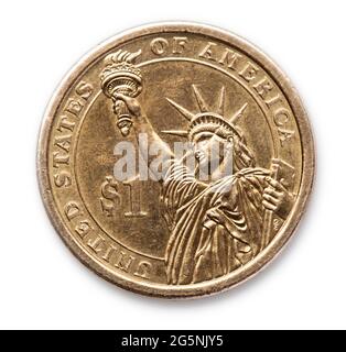 One dollar coin, 2008 isolated on white background Stock Photo - Alamy