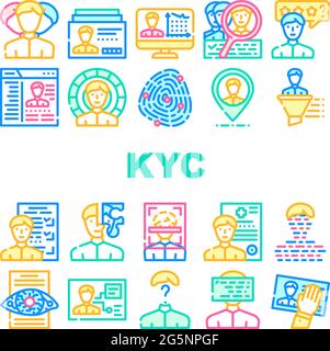 Kyc Know Your Customer Collection Icons Set Vector Stock Vector Image ...