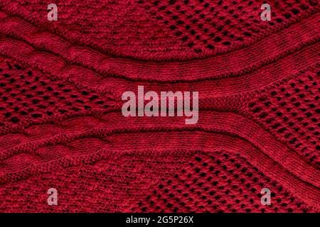 Burgundy knitted pattern textured background Stock Photo - Alamy