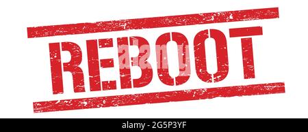 REBOOT text on red grungy rectangle stamp sign Stock Photo - Alamy