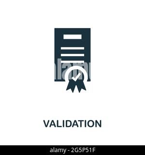 Validation icon. Simple creative element. Filled monochrome Validation ...