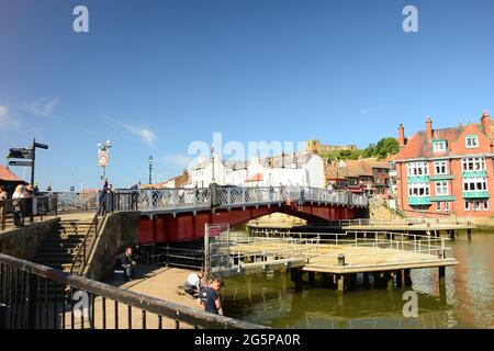 Whitby Road bridge over the River Esk a slender concrete structure ...