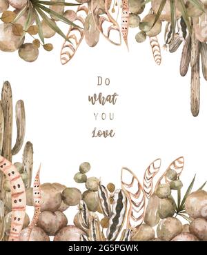 Banner, template for cards with cactuses . image of green cacti frame ...