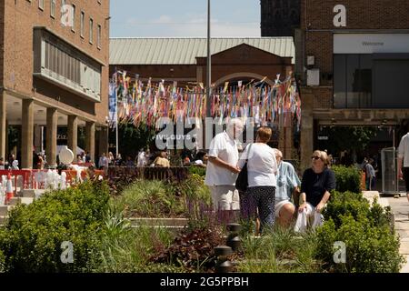 Upper precinct Coventry City Centre looking towards lower precinct ...