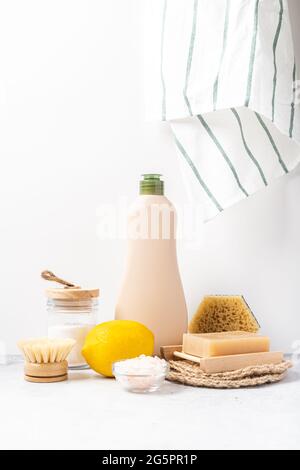 soda powder, lemon and towel on a table Stock Photo - Alamy