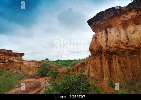 gongoni, called "grand canyon" of west bengal, gorge of red soil, India ...