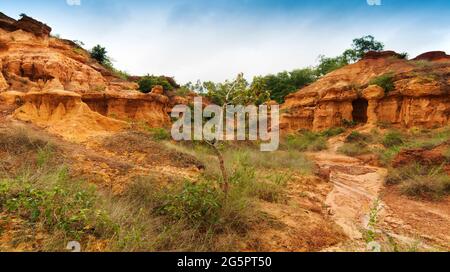 gongoni, called "grand canyon" of west bengal, gorge of red soil, India ...