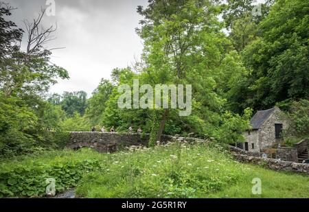 Summer, the Viator Bridge at Milldale, river Dove, Dovedale, Upper Dove ...