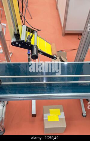 Automated Box Labeler Machine Packing Line Factory Production Stock ...