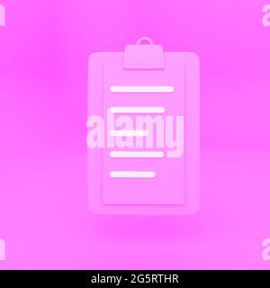 Clipboard Checklist Isolated. 3D rendering pink background Stock Photo ...