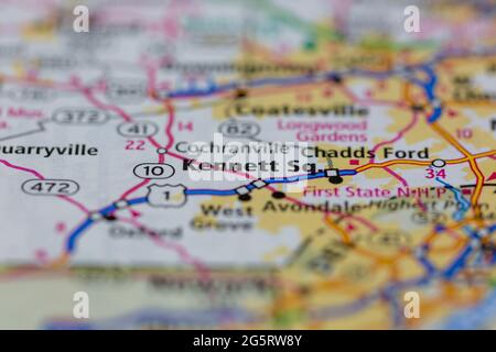 Kennett Square Pennsylvania USA shown on a Geography map or Road map ...