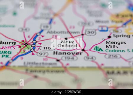 Oxford Pennsylvania USA shown on a Geography map or Road map Stock ...