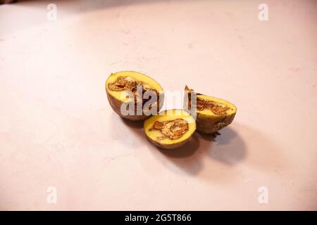 bad potatoes affected by rot and fungus. Potato diseases. Spoilage of ...