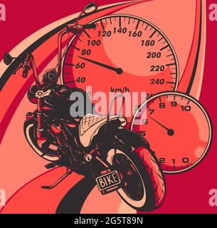custom Motorcycle with speedometer vector illustration design Stock ...