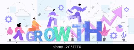 businesspeople running arrow graph up financial growth business success ...