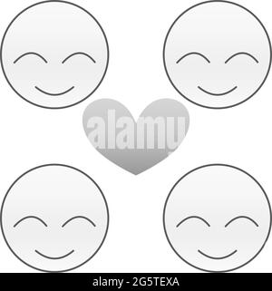 Love emotion face in grayscale with heart 10 Stock Vector Image & Art ...