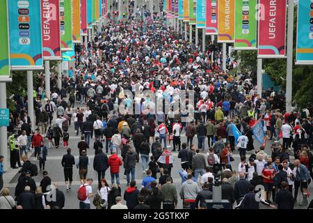 London, UK. 29th June, 2021. A German flag seen amongst a see of ...