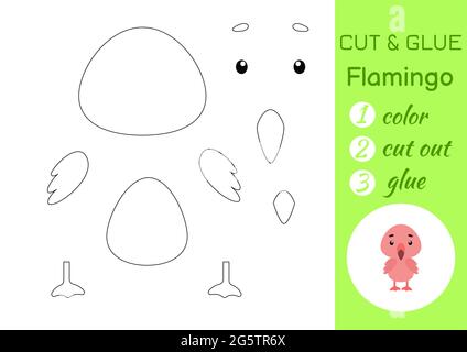 Cut and glue paper little flamingo. Kids crafts activity page ...