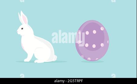 cute rabbit easter with egg painted in the camp vector illustration ...