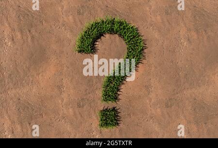 Grass font Question mark sign 3D Stock Photo - Alamy
