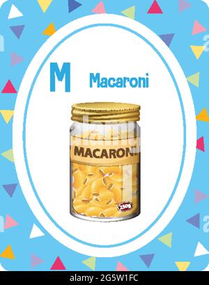 Alphabet flashcard with letter M for Macaroni illustration Stock Vector ...