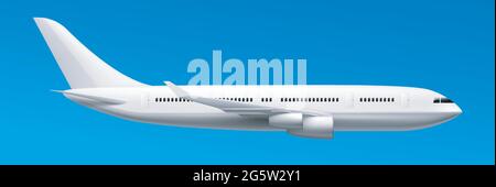 The contour of the modern jet aircraft. Side view. In flight Stock ...