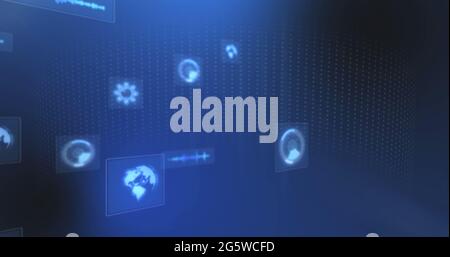 Image of data processing with dots over computer servers Stock Photo ...
