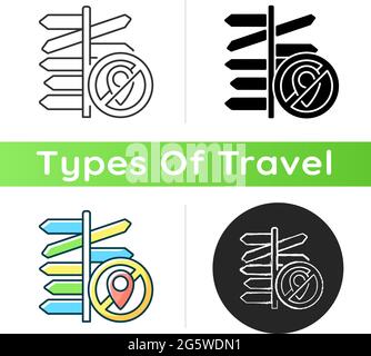 No travel line and glyph icon, pandemic and airplane, travel ban vector ...