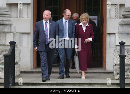 TUV leader Jim Allister,solicitor Colin Dougan and Baroness Hoey ...