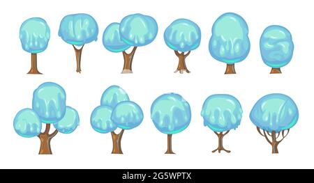 Set of fabulous sweet trees. For landscapes with green caramel, ice ...