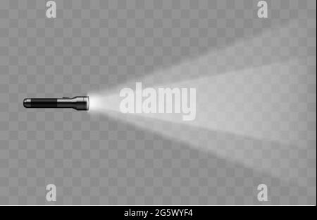 Flashlight beam illumination isolated on transparent background. Vector ...