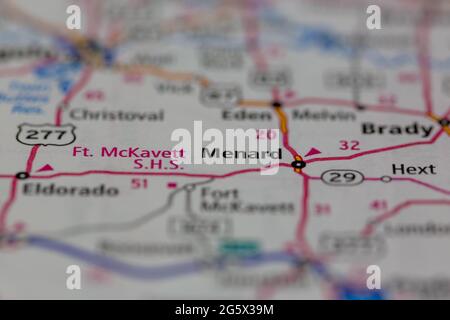 Menard Texas USA shown on a Geography map or Road map Stock Photo - Alamy