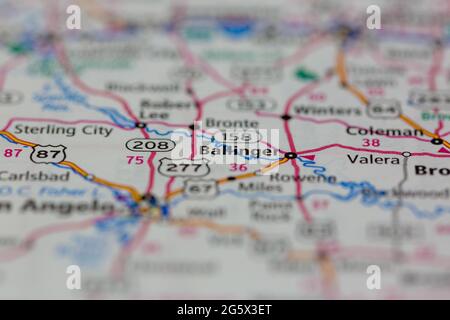 Ballinger Texas USA shown on a Geography map or Road map Stock Photo ...