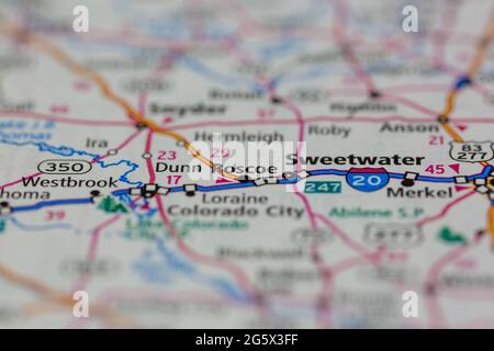 Roscoe Texas USA shown on a Geography map or Road map Stock Photo - Alamy