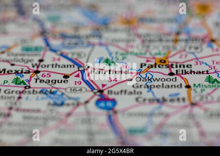 Fairfield Texas USA shown on a Geography map or Road map Stock Photo ...