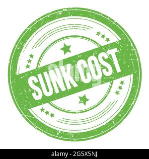 SUNK COST text on green grungy vintage rectangle stamp Stock Photo - Alamy