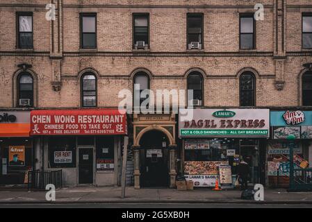Madison Street in Lower East Side of Manhattan with One World Trade ...
