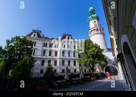 Firewatch tower and Town Hall viewed from the ancient moat, Elokapu ...