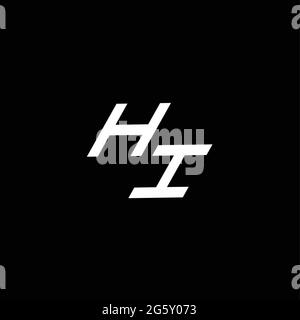 HI letter logo design on black background. HI creative initials letter ...