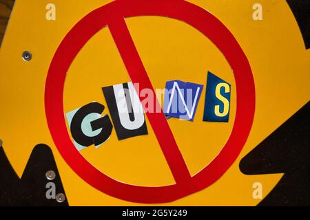 The Concept of "Cancel Guns" using cut-out paper letters in the ransom ...