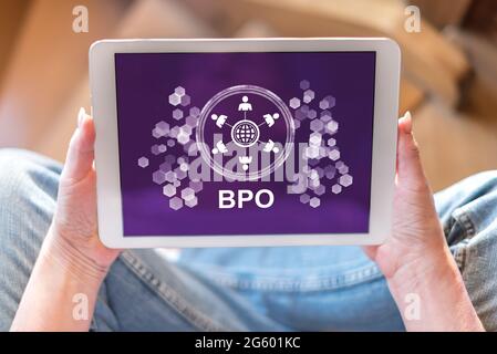 Tablet screen displaying a bpo concept Stock Photo - Alamy