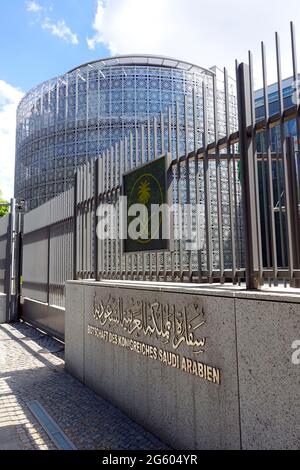 Building and flag of the Embassy of the Kingdom of Saudi Arabia in Oslo ...