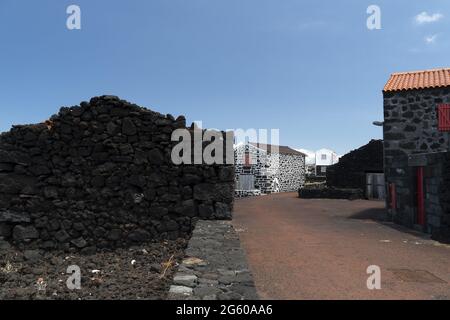 Lajido village Pico Island Azores black lava houses red windows ...