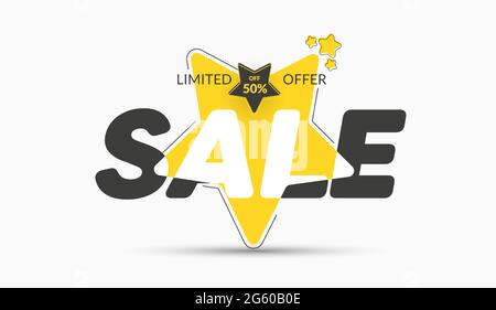 Star-shaped vector yellow sticker template for big sale. Limited offer ...