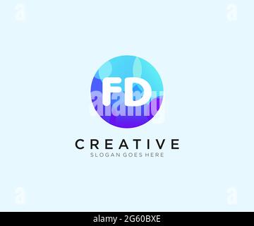 Initial FD logo template with modern frame. Minimalist FD letter logo ...